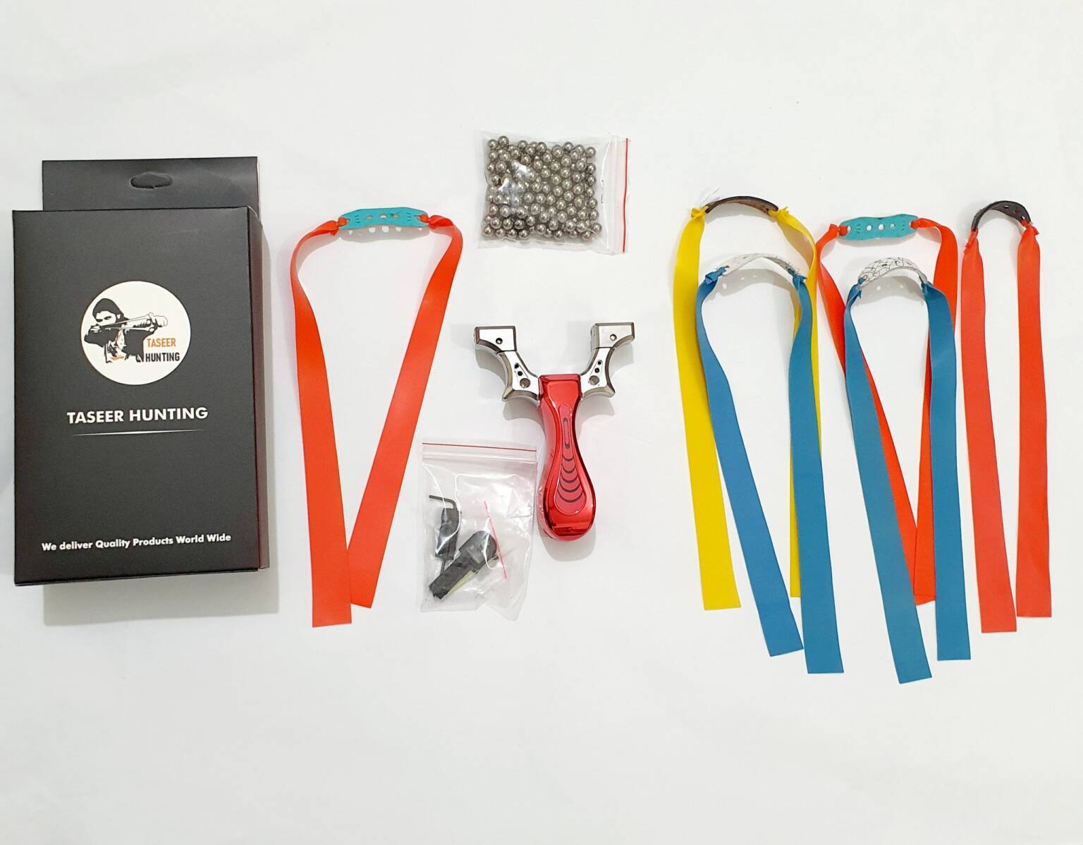 Red Cobra Slingshot + 6 Rubbers + 1 Pack Steel Balls + Aiming Sights ...